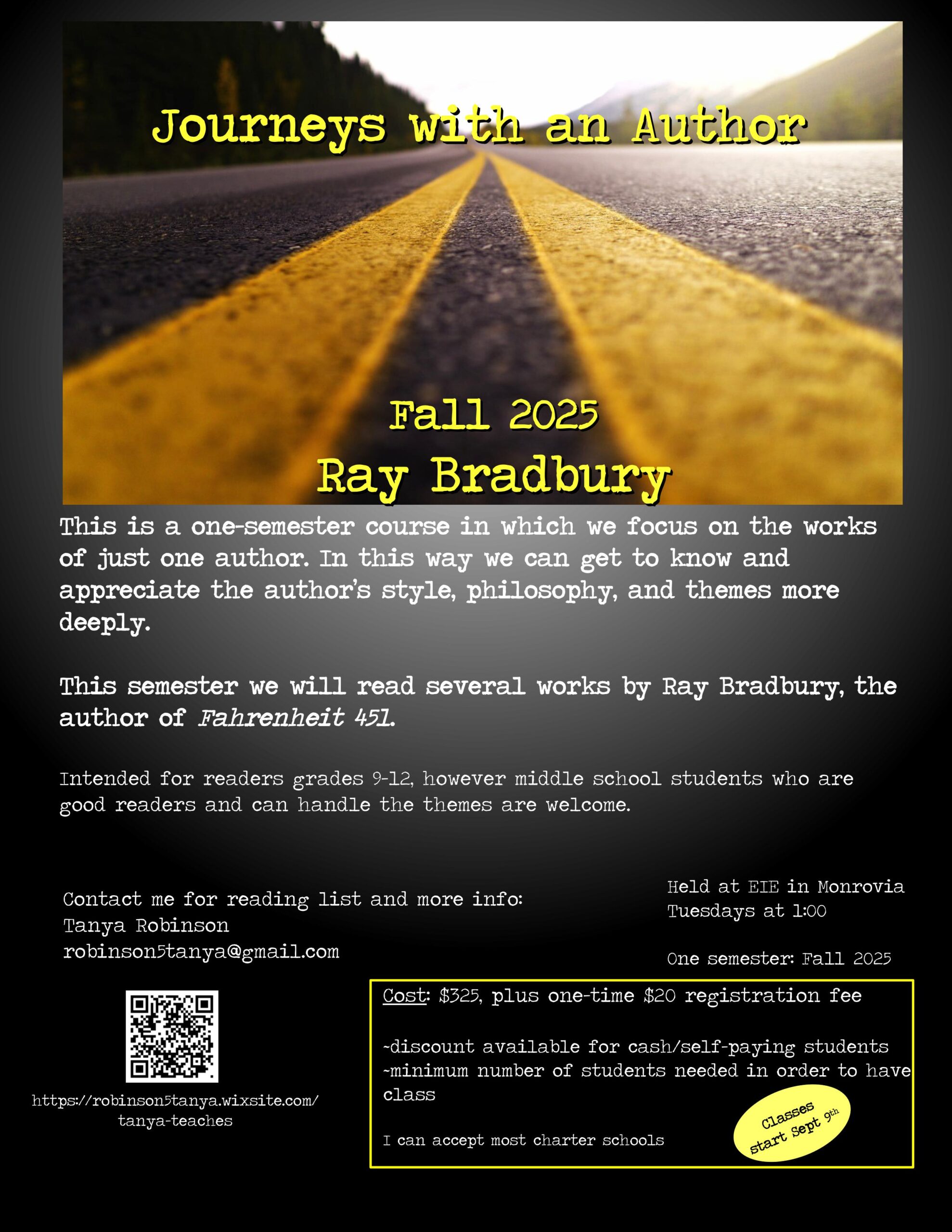 Ray Bradbury Fall semester flyer | homeschooling, PSP, resources ...